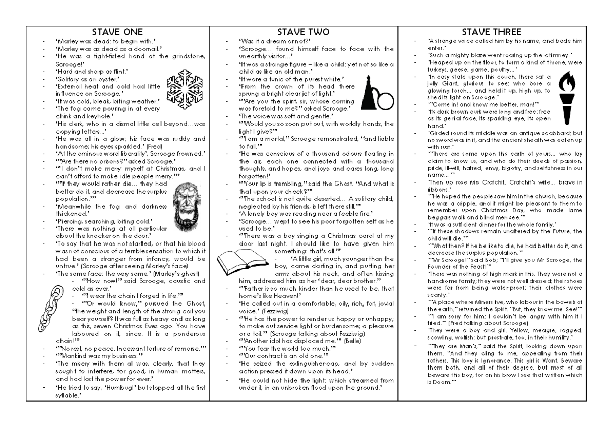 A Christmas Carol Key Quotations A3 - STAVE ONE ‘Marley was dead: to ...