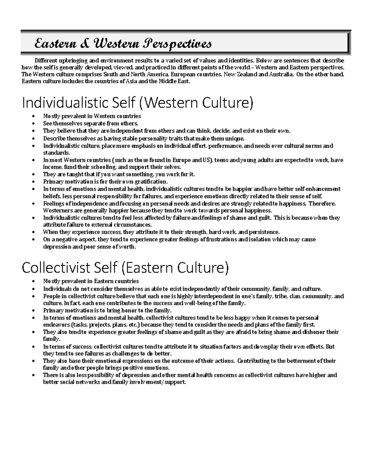 Eastern and Western Perspectives - Eastern & Western Perspectives ...