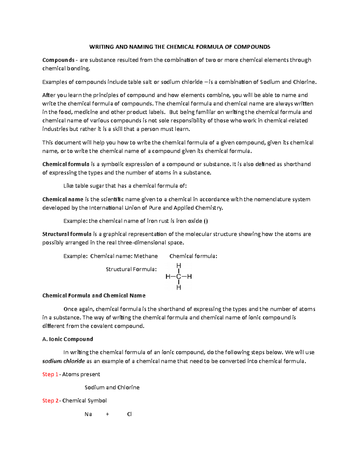 Writing & Naming the Chemical Formula of Compounds - WRITING AND NAMING ...
