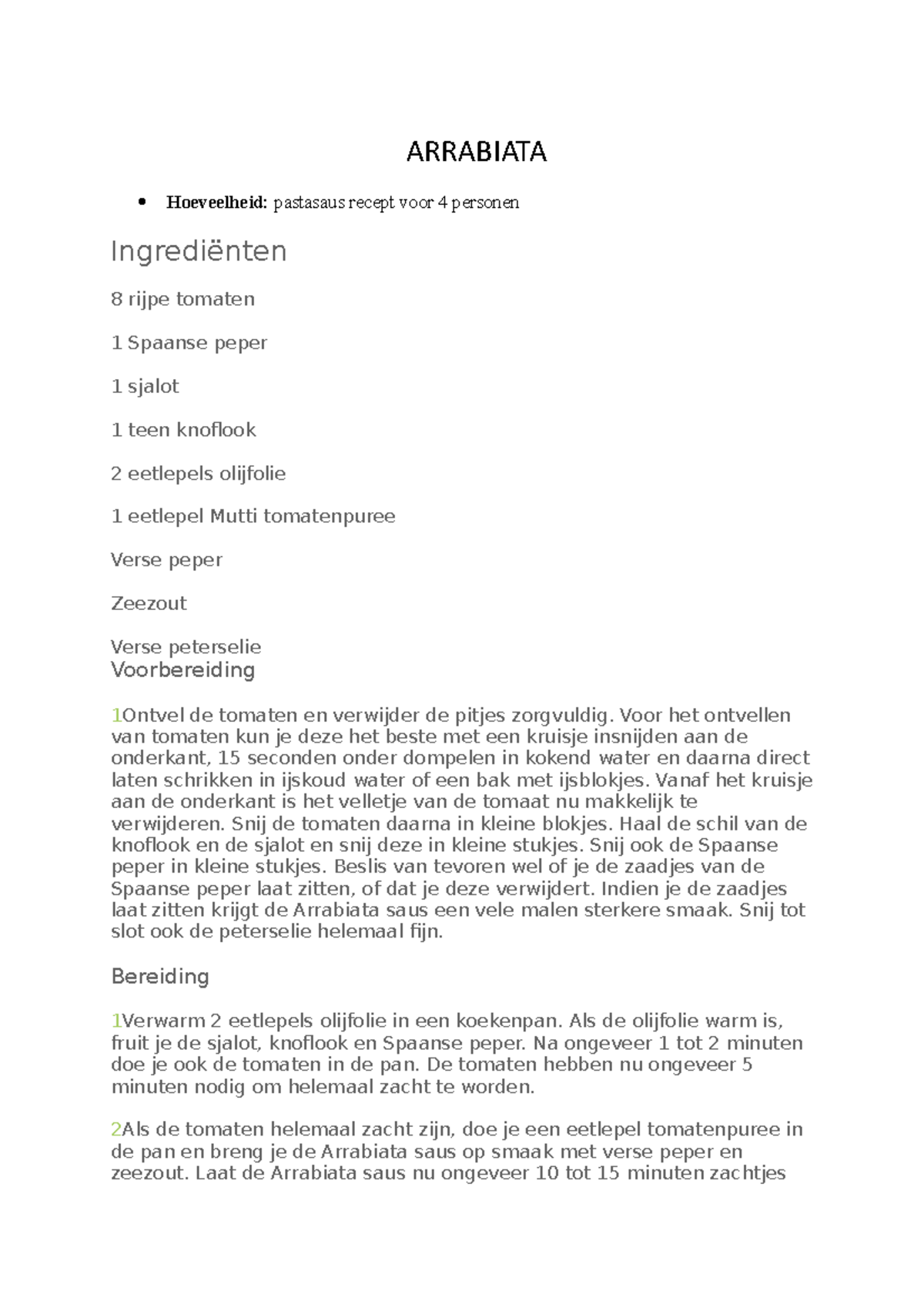 Recepten sauzen - spel - ARRABIATA Hoeveelheid: pastasaus recept voor 4 ...