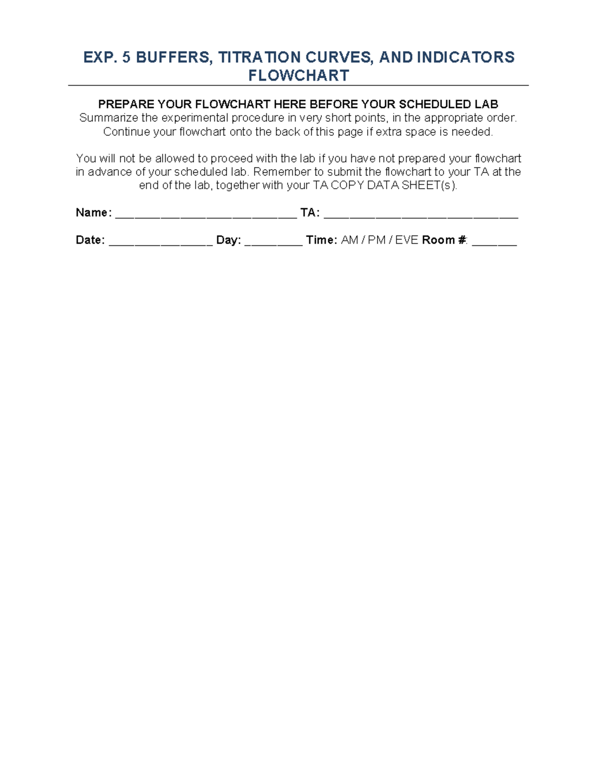 buffers post lab worksheets - FLOWCHART PREPARE YOUR FLOWCHART HERE ...