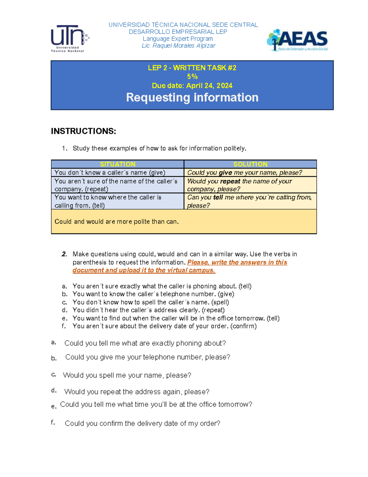 LEP 2 - Written task 2 nayuribe - UNIVERSIDAD TÉCNICA NACIONAL SEDE ...