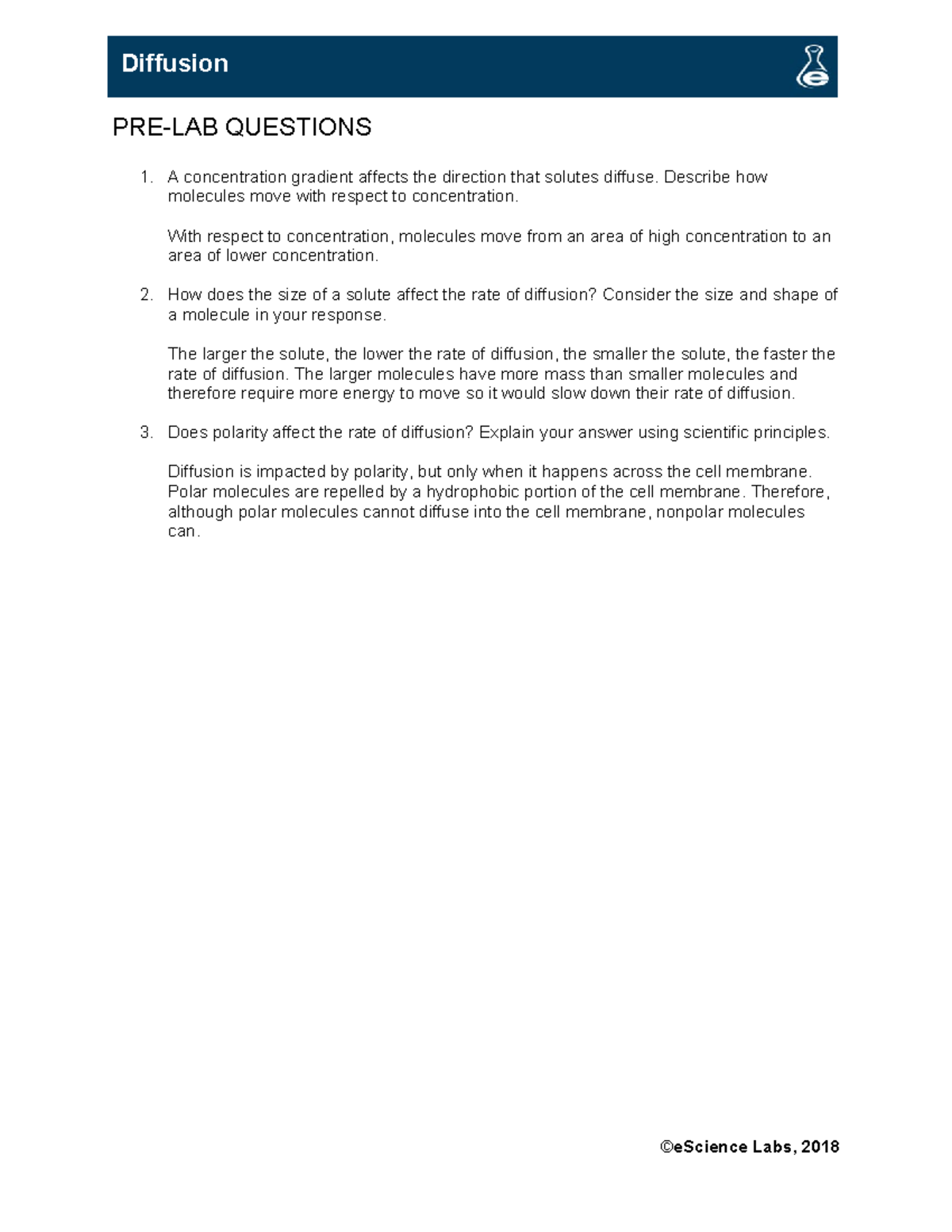 IB 1108 L06 Diffusion V1 - PRE-LAB QUESTIONS A concentration gradient ...