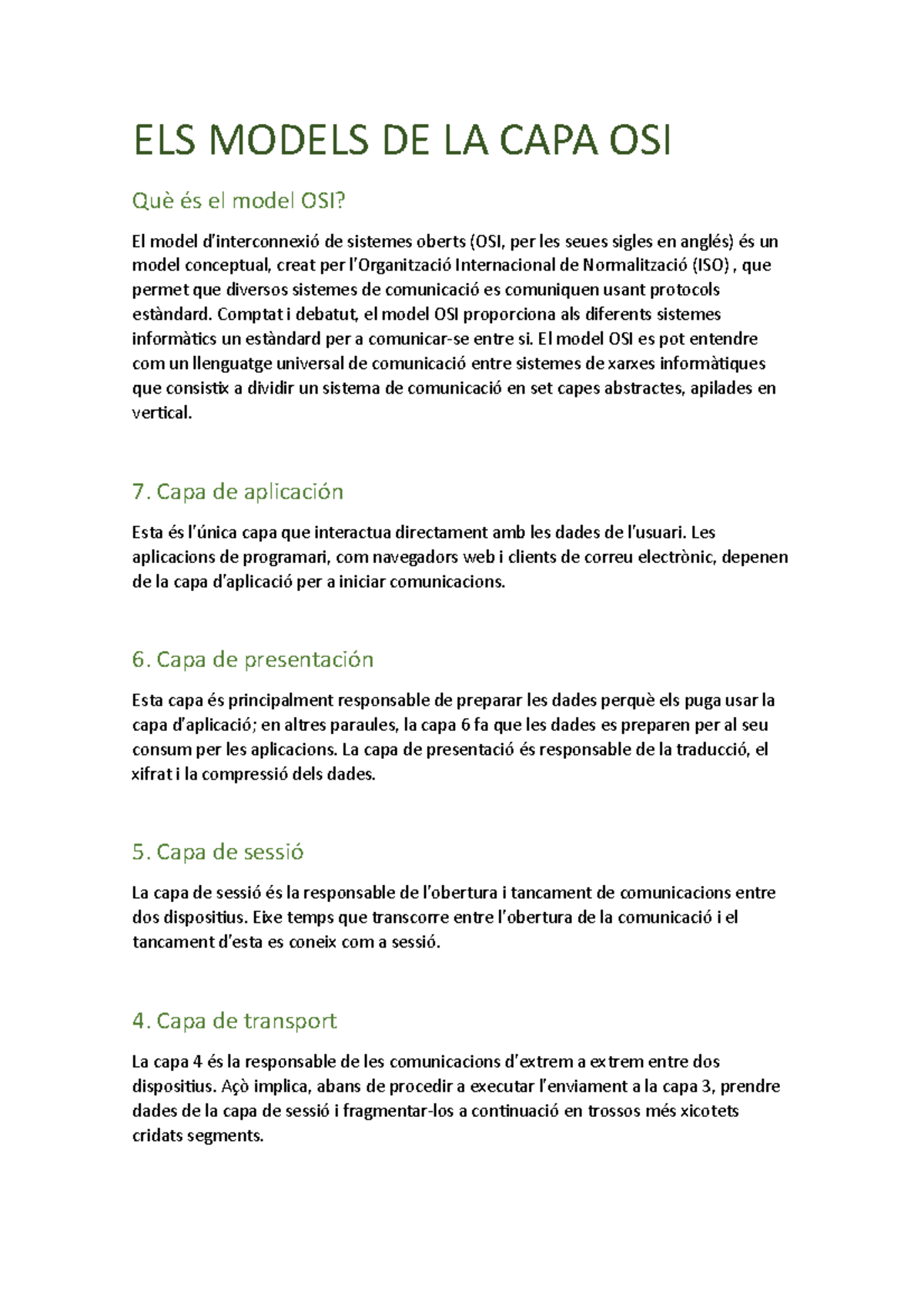 ELS Models DE LA CAPA OSI - ELS MODELS DE LA CAPA OSI Què és el model ...
