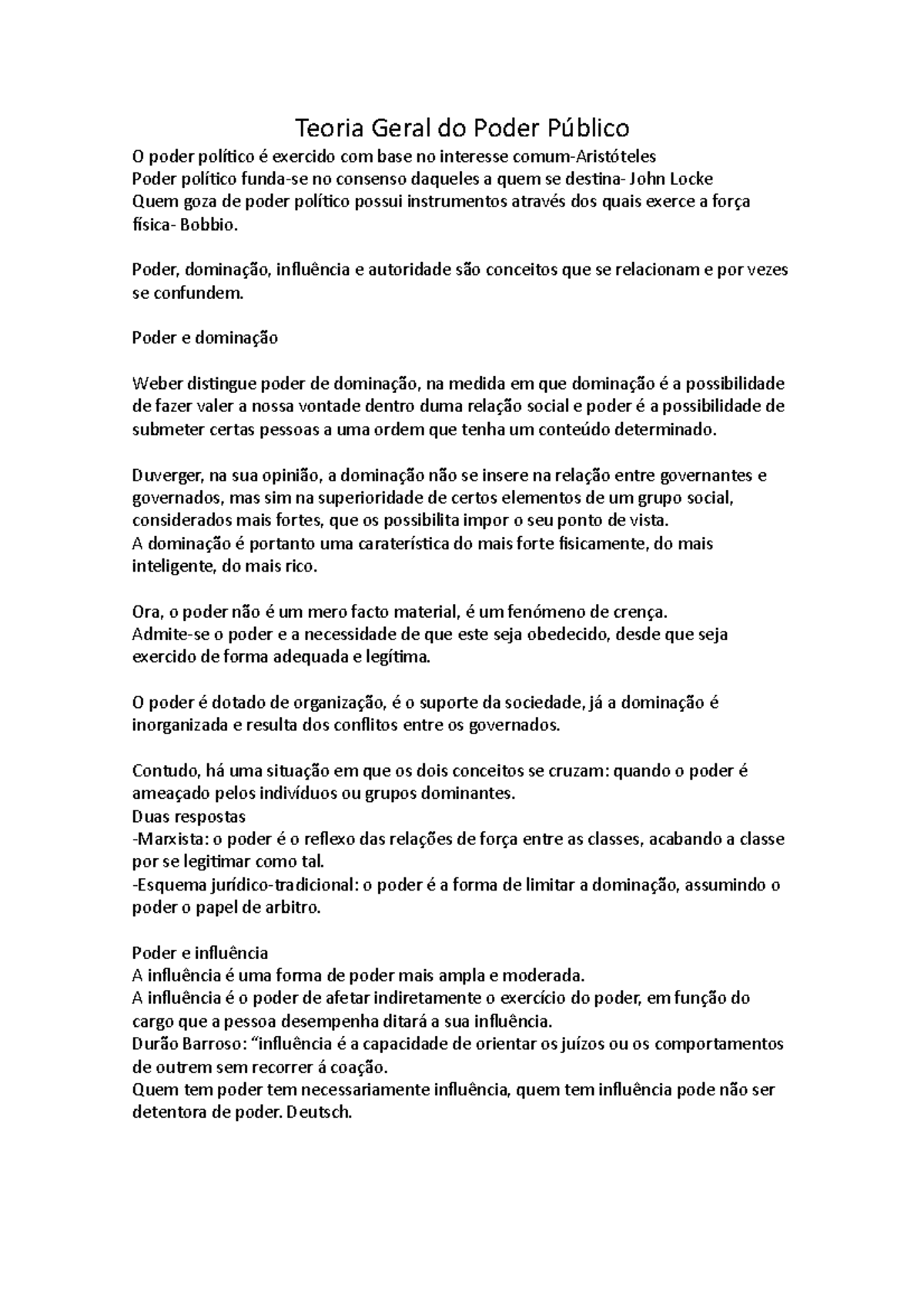 Teoria Geral do Poder Público - Teoria Geral do Poder Público O poder ...