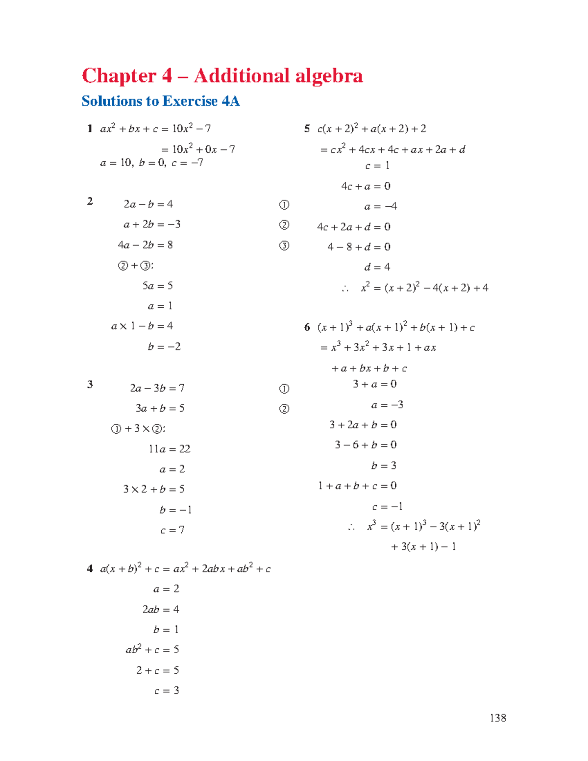 Chapter 4 - Additonal Algebra - Worked Solutions - Chapter 4 – Additional algebra 6 (x + 1) 3 ...