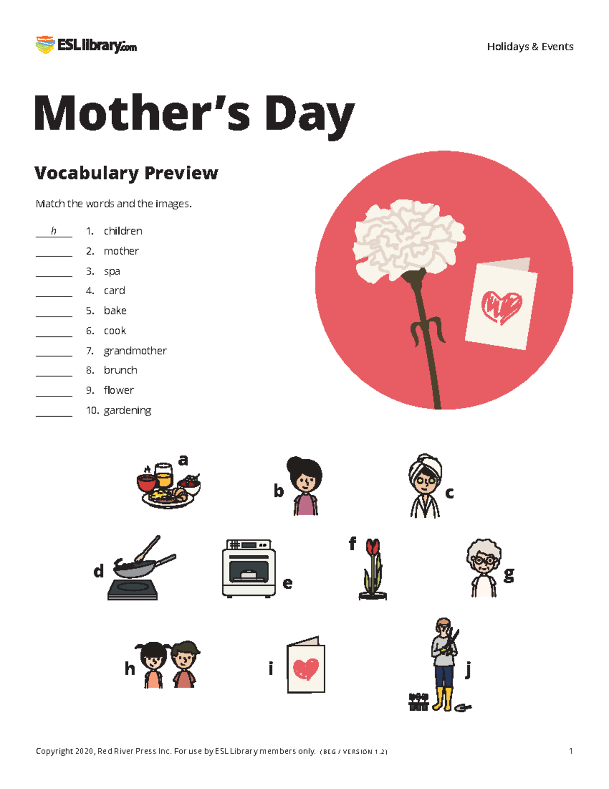 93 Mothers-Day Beg US - short mothers day activity - Holidays & Events ...