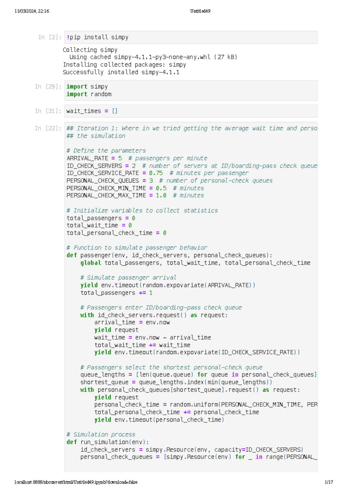Sol 13 - !pip install simpy Collecting Using cached simpy simpy-4.1.1 ...