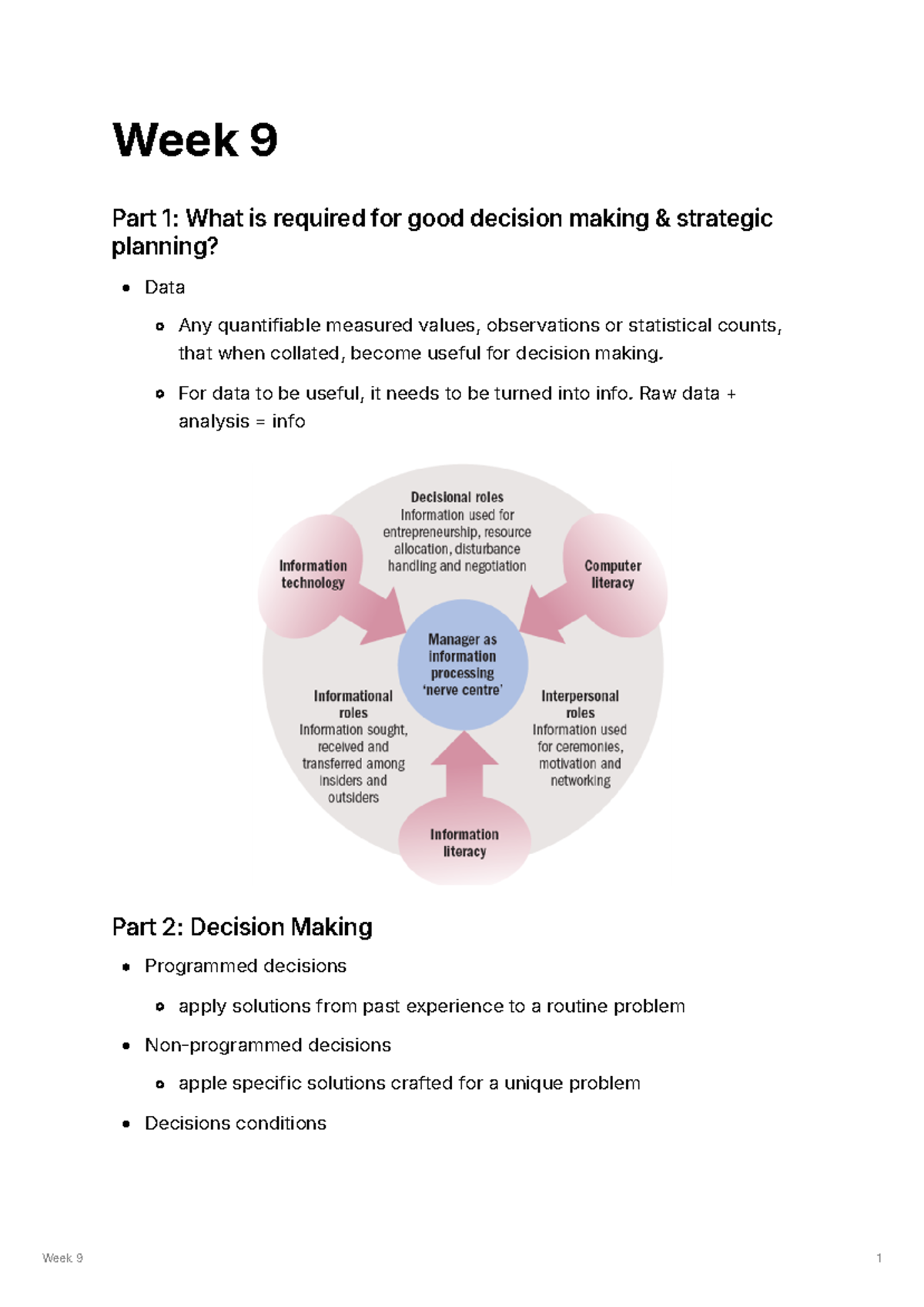 Week 9 - Planning, Decision-Making & Strategy - Week 9 Part 1: What is ...