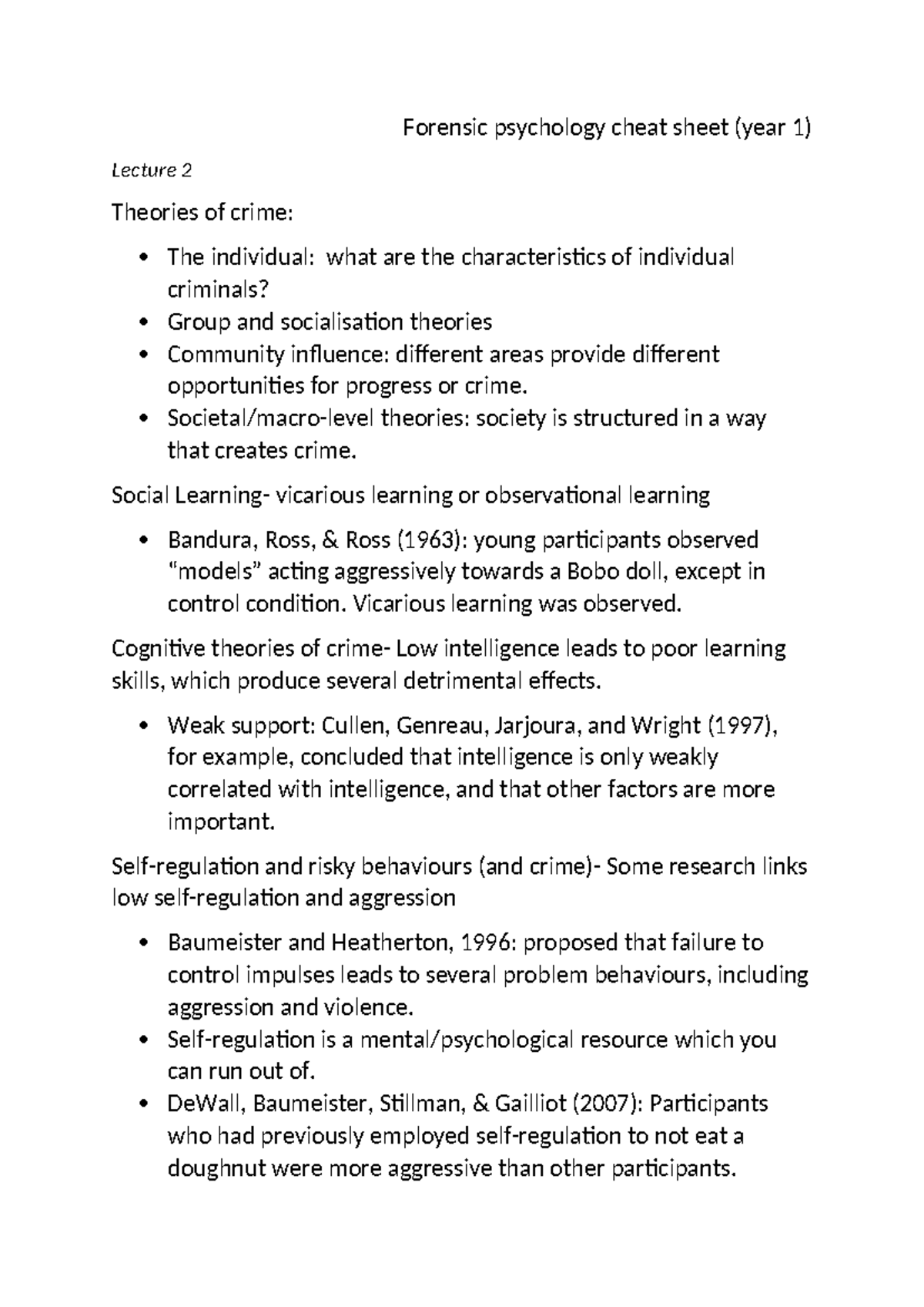Forensic psychology cheat sheet - Societal/macro-level theories ...