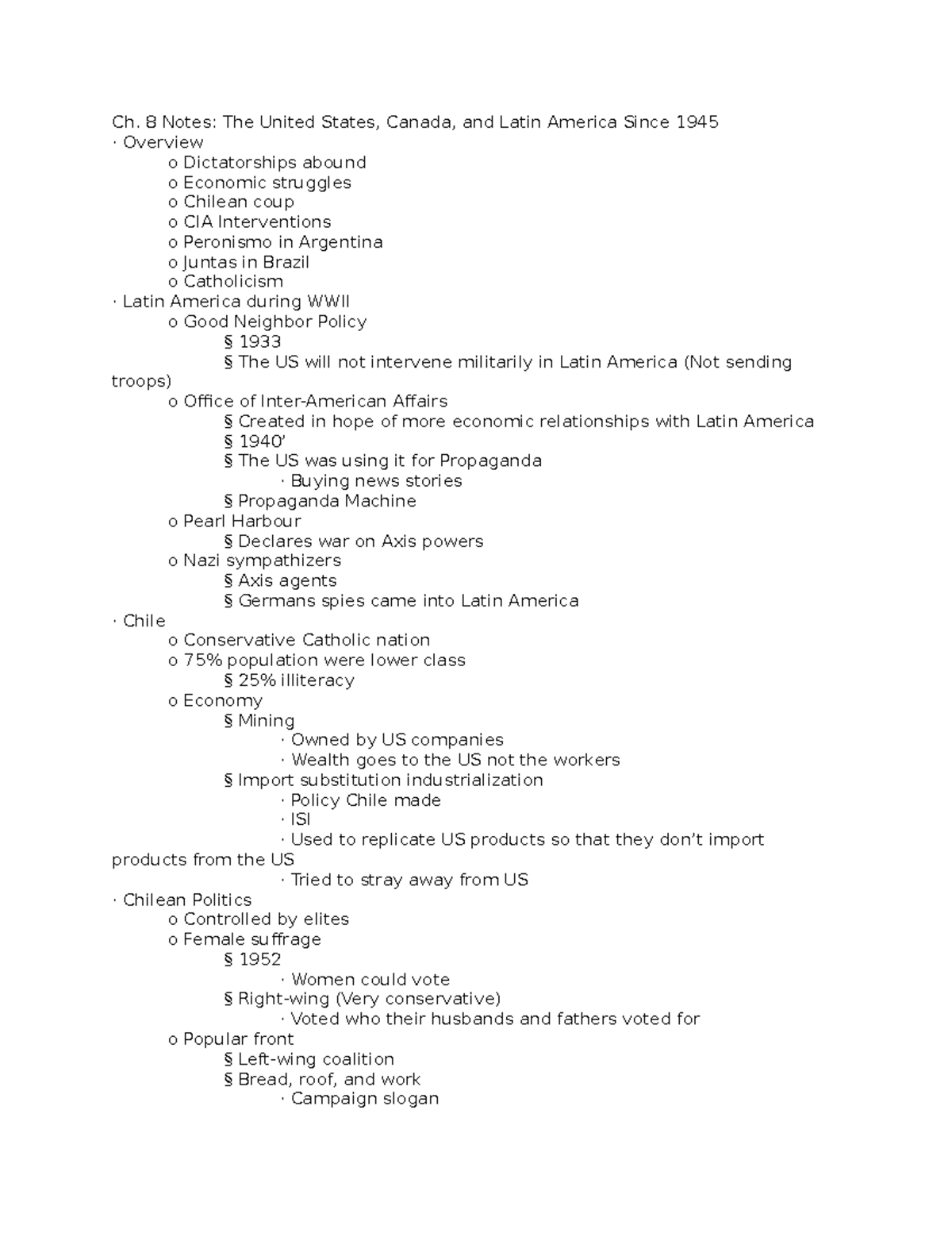 HIS 150 7 - PROFESSOR RIVA - Ch. 8 Notes: The United States, Canada ...