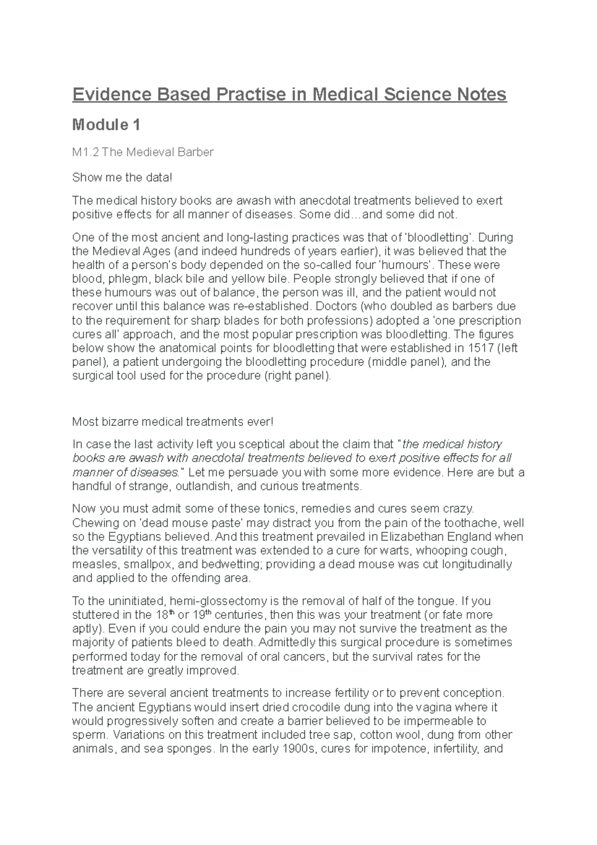 Evidence Based Practise in Medical Science Notes - Some did.. some did ...