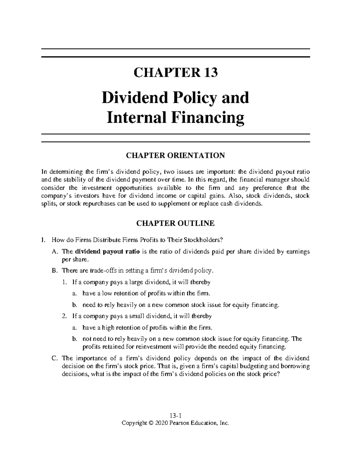 Keown fof10 im 13 - practice problems - 13- CHAPTER 13 Dividend Policy and Internal Financing ...