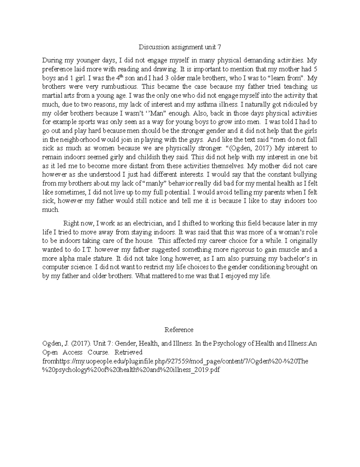 Discussion assignment unit 7 pysc1111 - Discussion assignment unit 7 ...