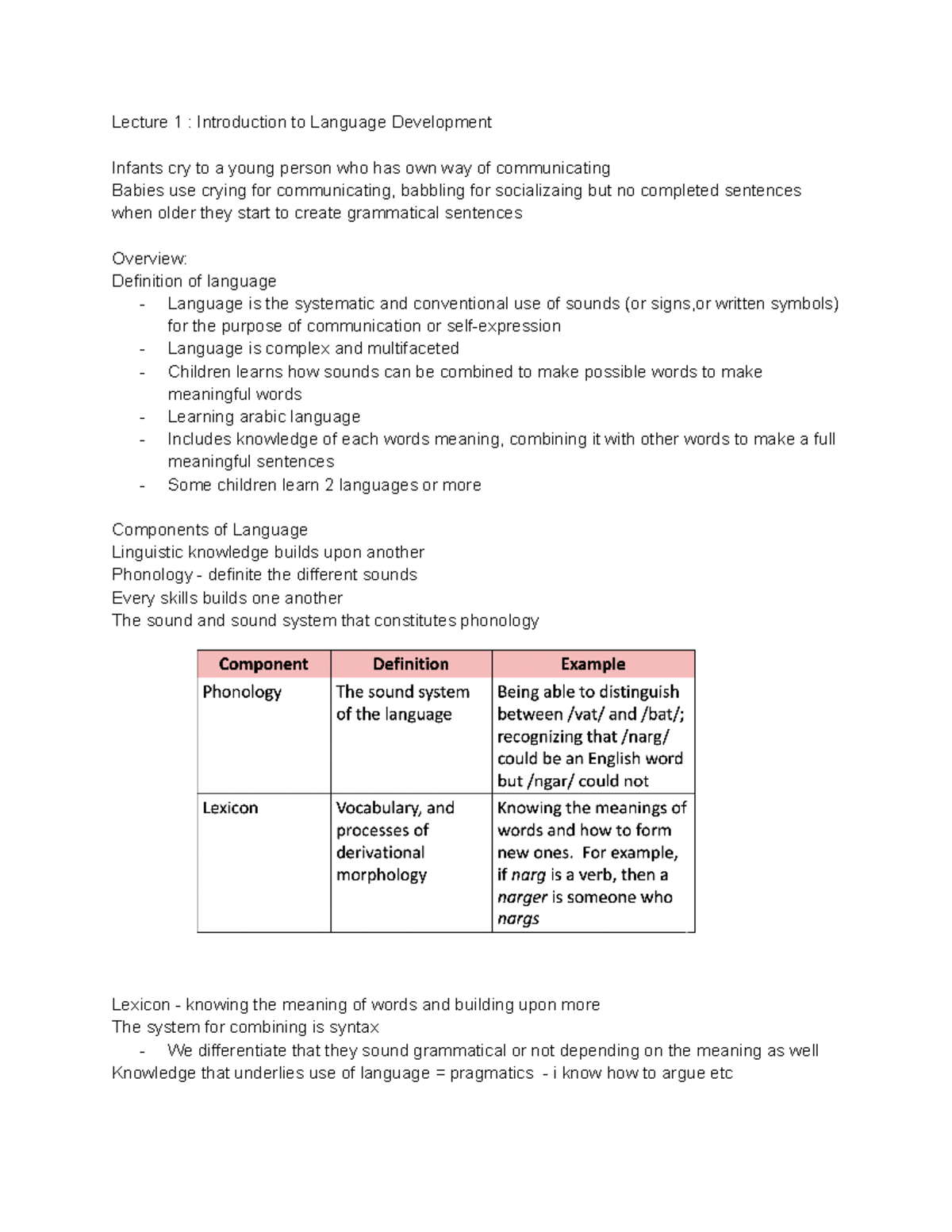 PSY315 Lectures - Lecture 1 : Introduction to Language Development Infants cry to a young person ...