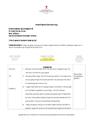 Informative Speech Outline - Informative Preparation Outline Title ...