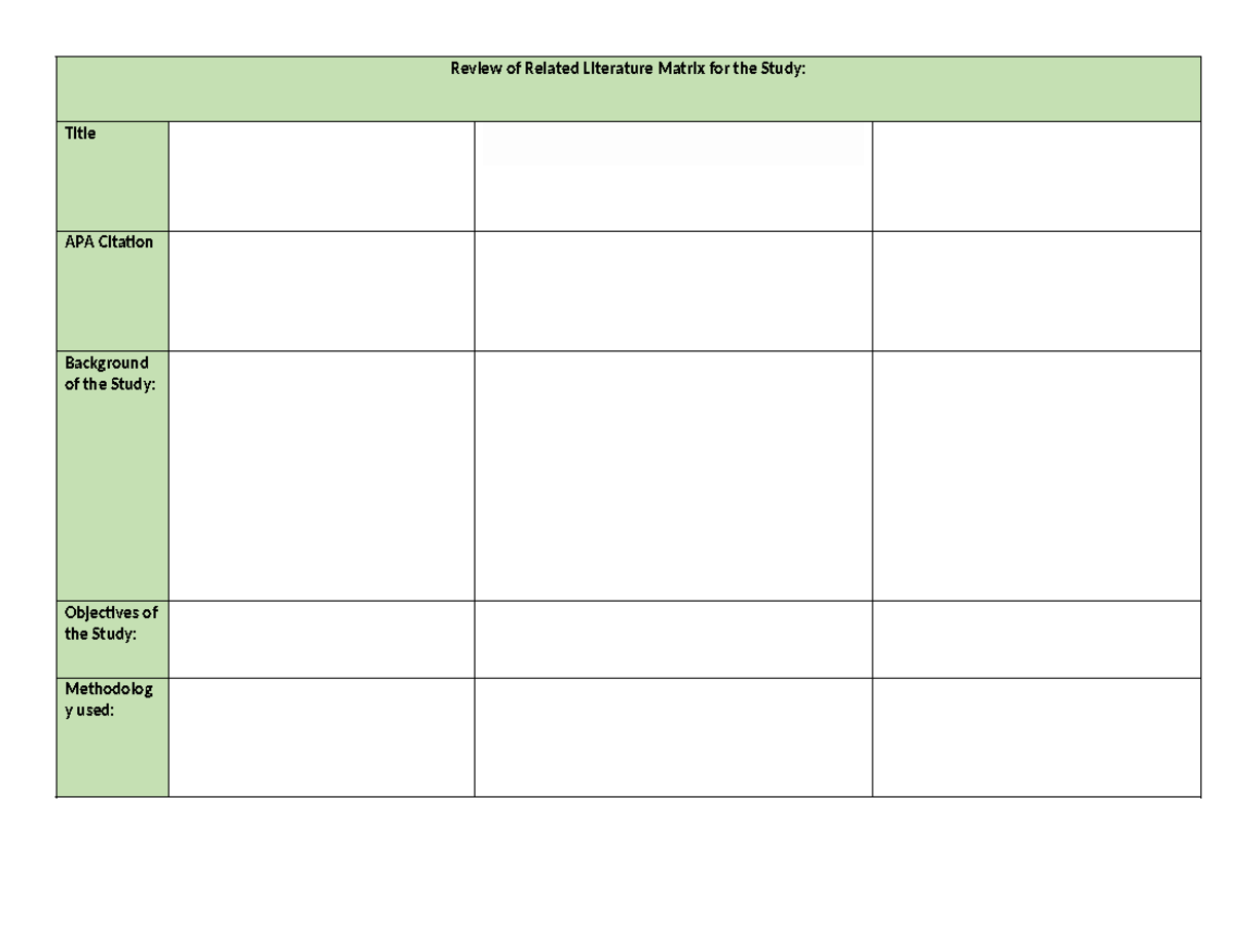 RRL-Matrix-format - rrl matrix - General Economics - Review of Related ...