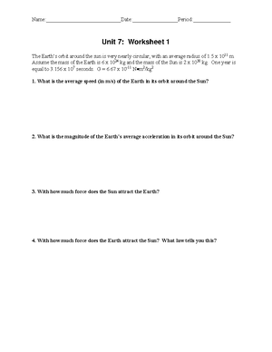 Worksheet 2 - ©Modeling Workshop Project 2006 1 Unit VIII ws4 v3. Name ...