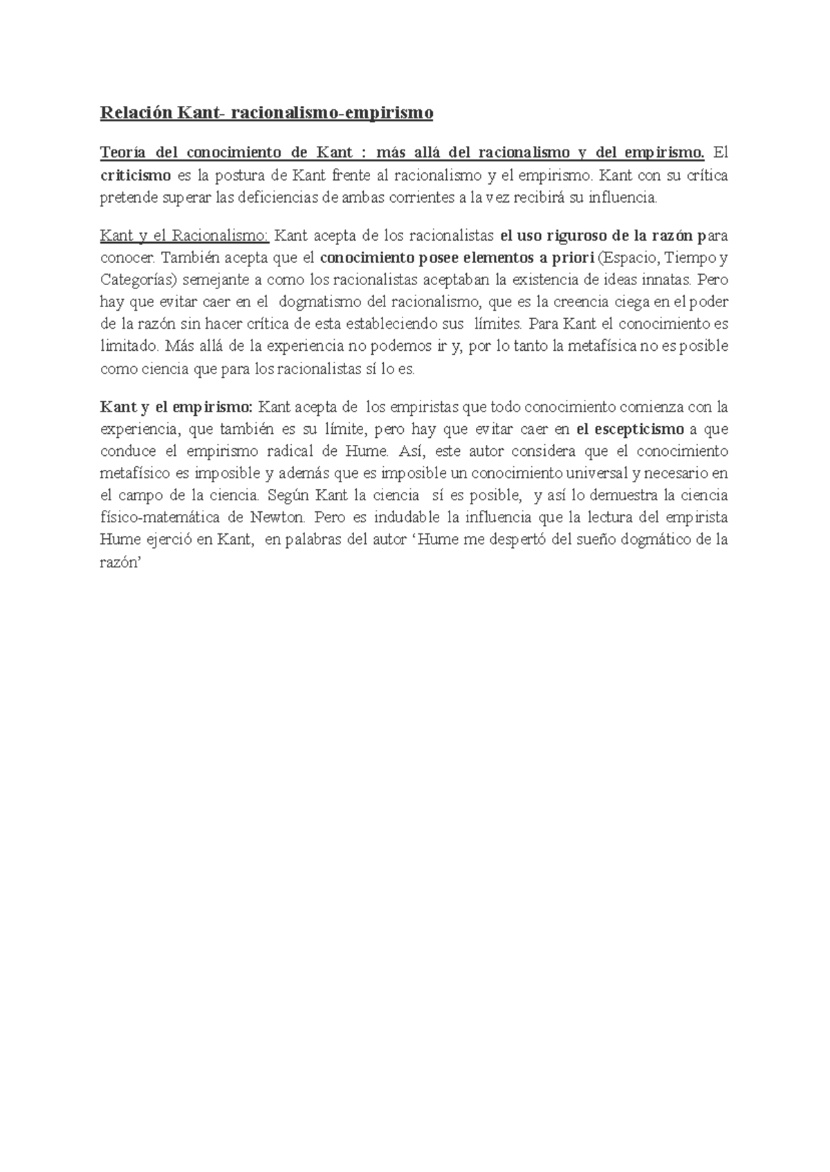 Kant - Racionalismo Empirismo - Relación Kant- racionalismo-empirismo ...