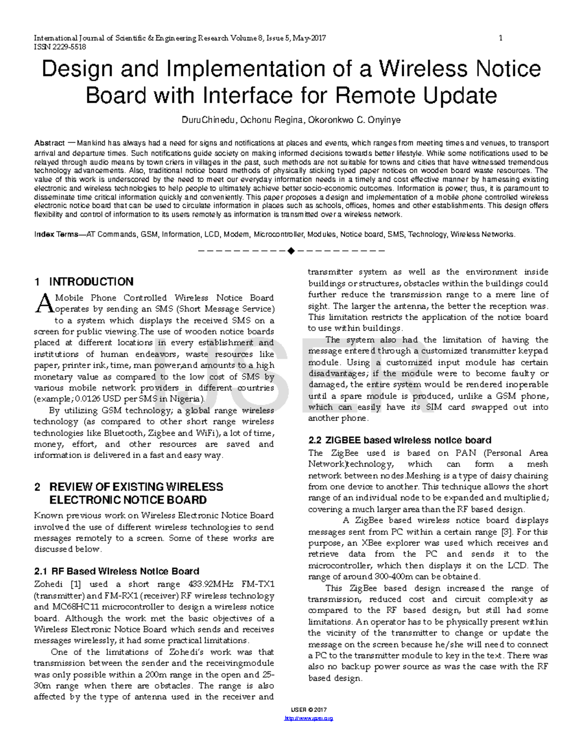 Design and Implementation of a Wireless Notice Board with Interface for ...
