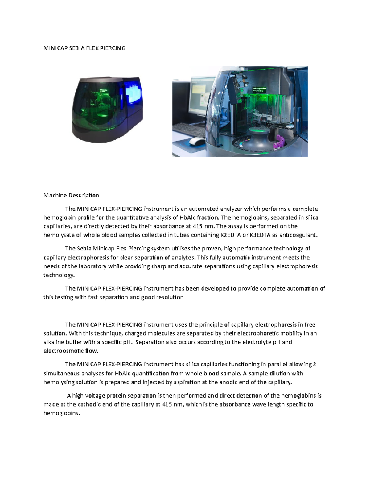 Minicap Sebia FLEX Piercing - machine reports - MINICAP SEBIA FLEX ...