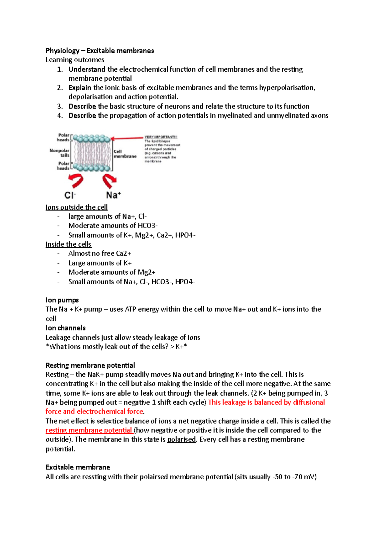 Physiology - Excitable membranes - Physiology – Excitable membranes ...