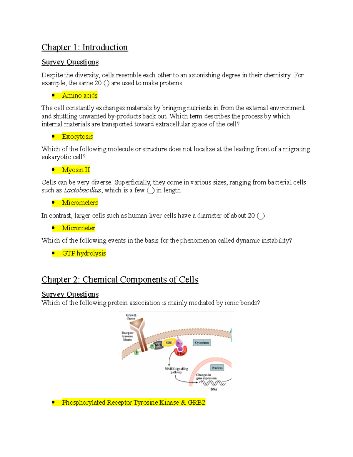 Cell Biology Notes - Chapter 1: Introduction Survey Questions Despite ...