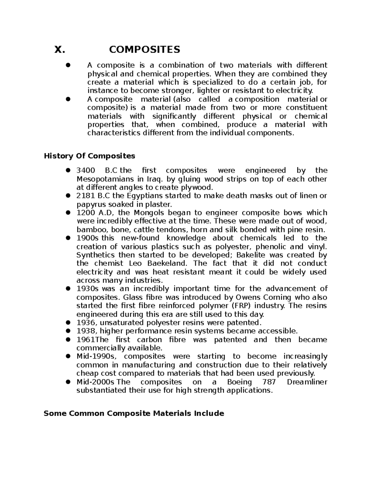 CHEM 8 - CHEM 8 NOTES - X. COMPOSITES A composite is a combination of ...