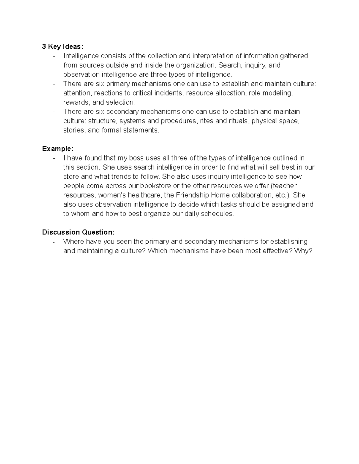 Course Engagement 8 - 3 Key Ideas: - Intelligence consists of the ...