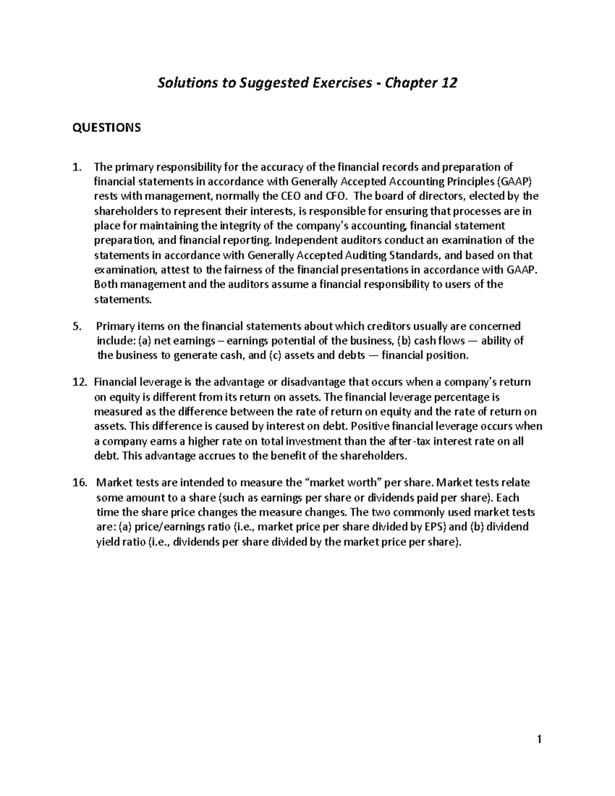 Ch12 - Solutions to Suggested Exercises - Solutions to Suggested ...