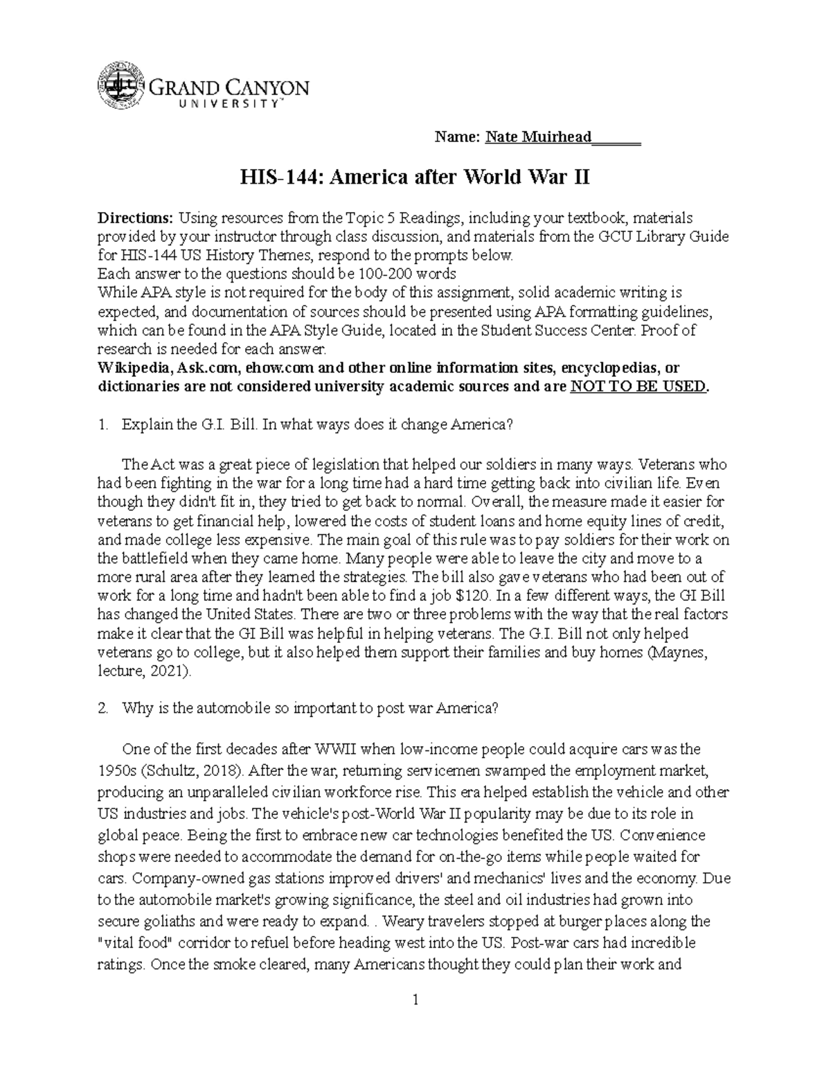 HIS-144-RS-America after WWII Worksheet - Name: Nate Muirhead______ HIS ...