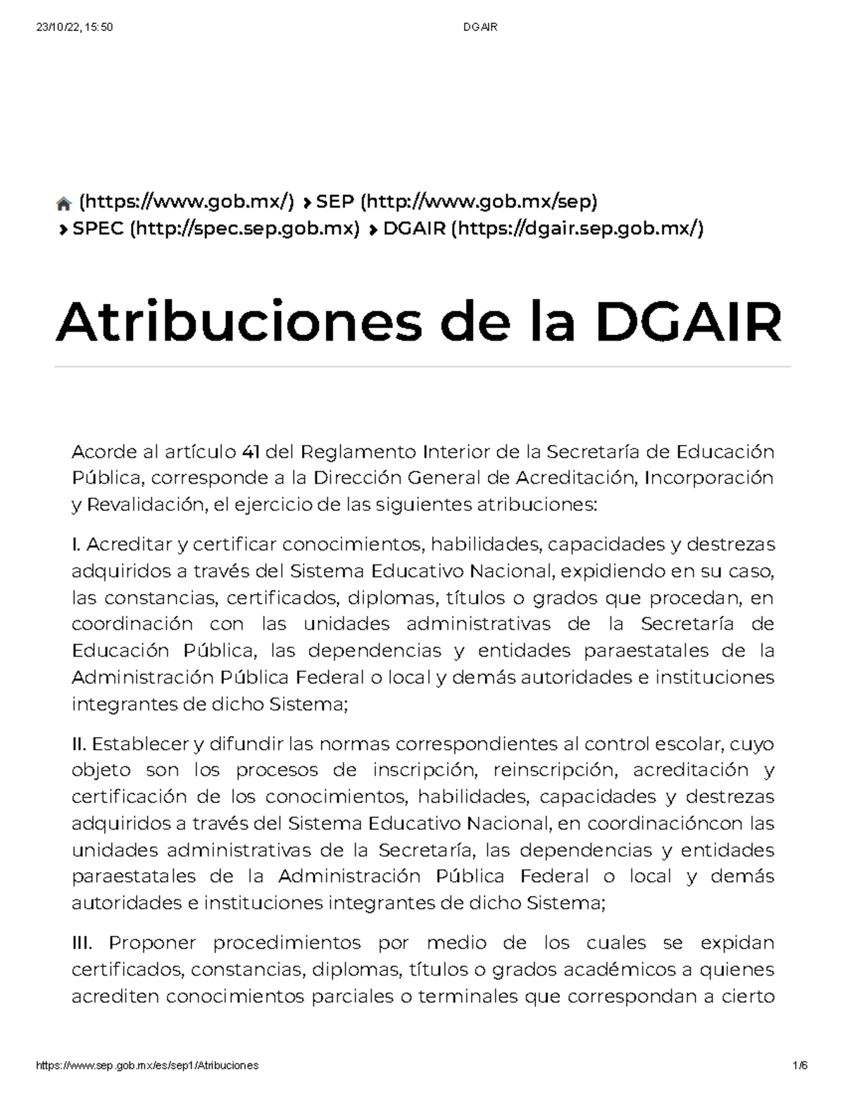 Dgair-Atribuciones - RVOE - (gob/) SEP (gob/sep) SPEC (spec.sep.gob ...