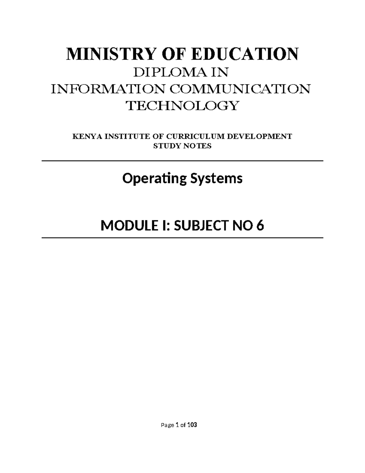 Operating System - MINISTRY OF EDUCATION DIPLOMA IN INFORMATION ...