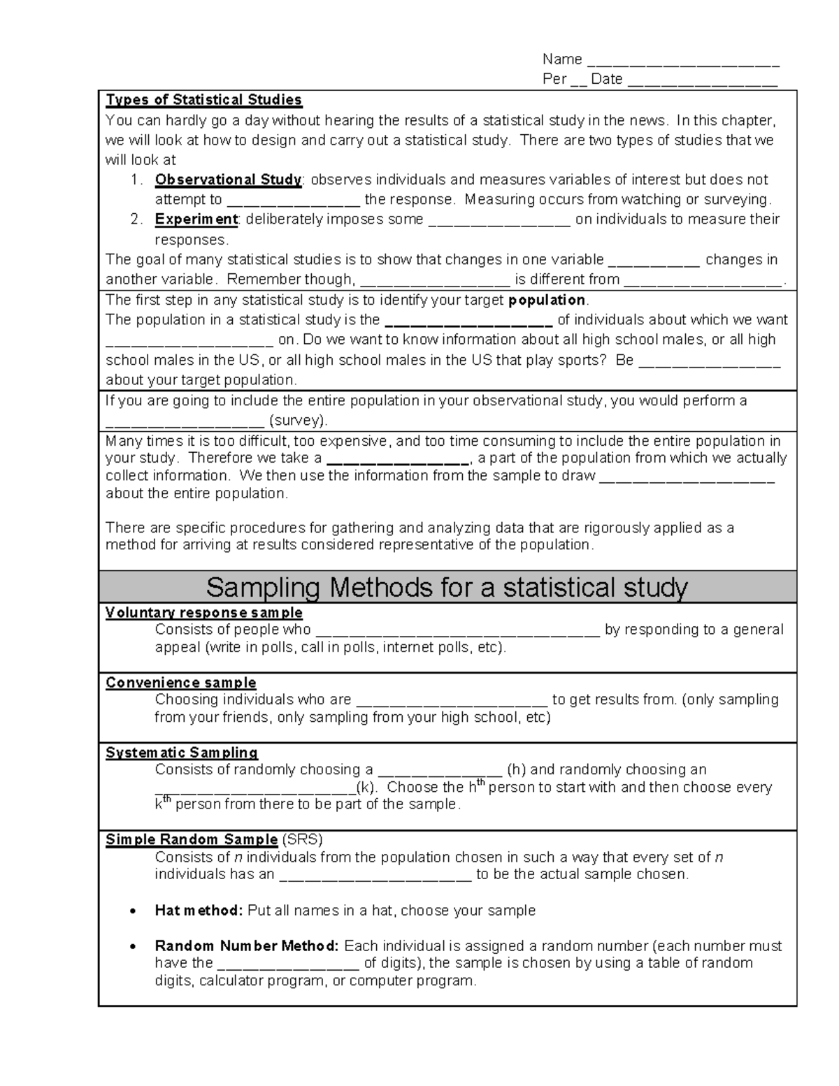Chapter 1 Notes - AP statistics Chapter 4 Notes Name ...