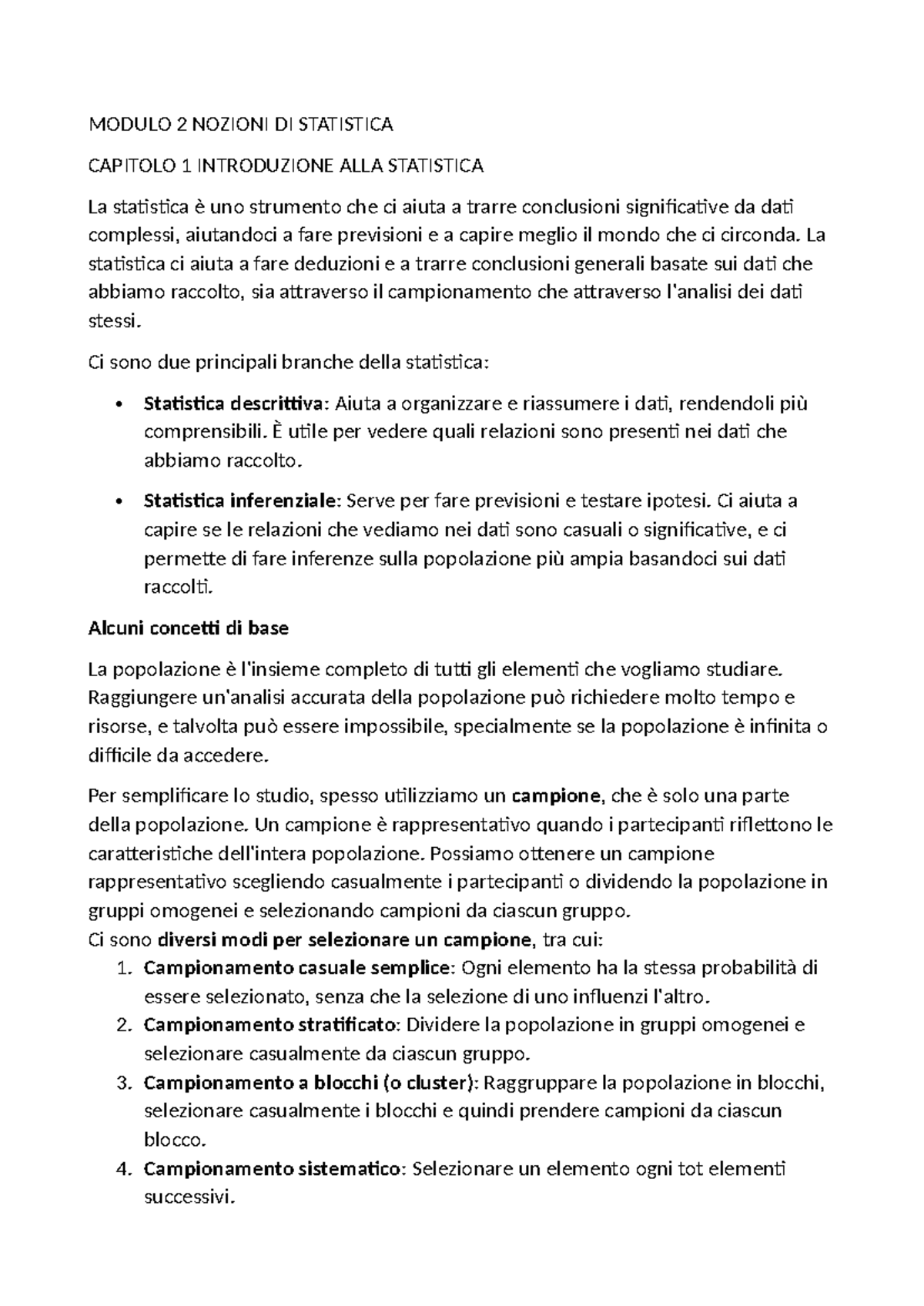 Modulo 2 Nozioni DI Statistica - MODULO 2 NOZIONI DI STATISTICA CAPITOLO 1 INTRODUZIONE ALLA ...