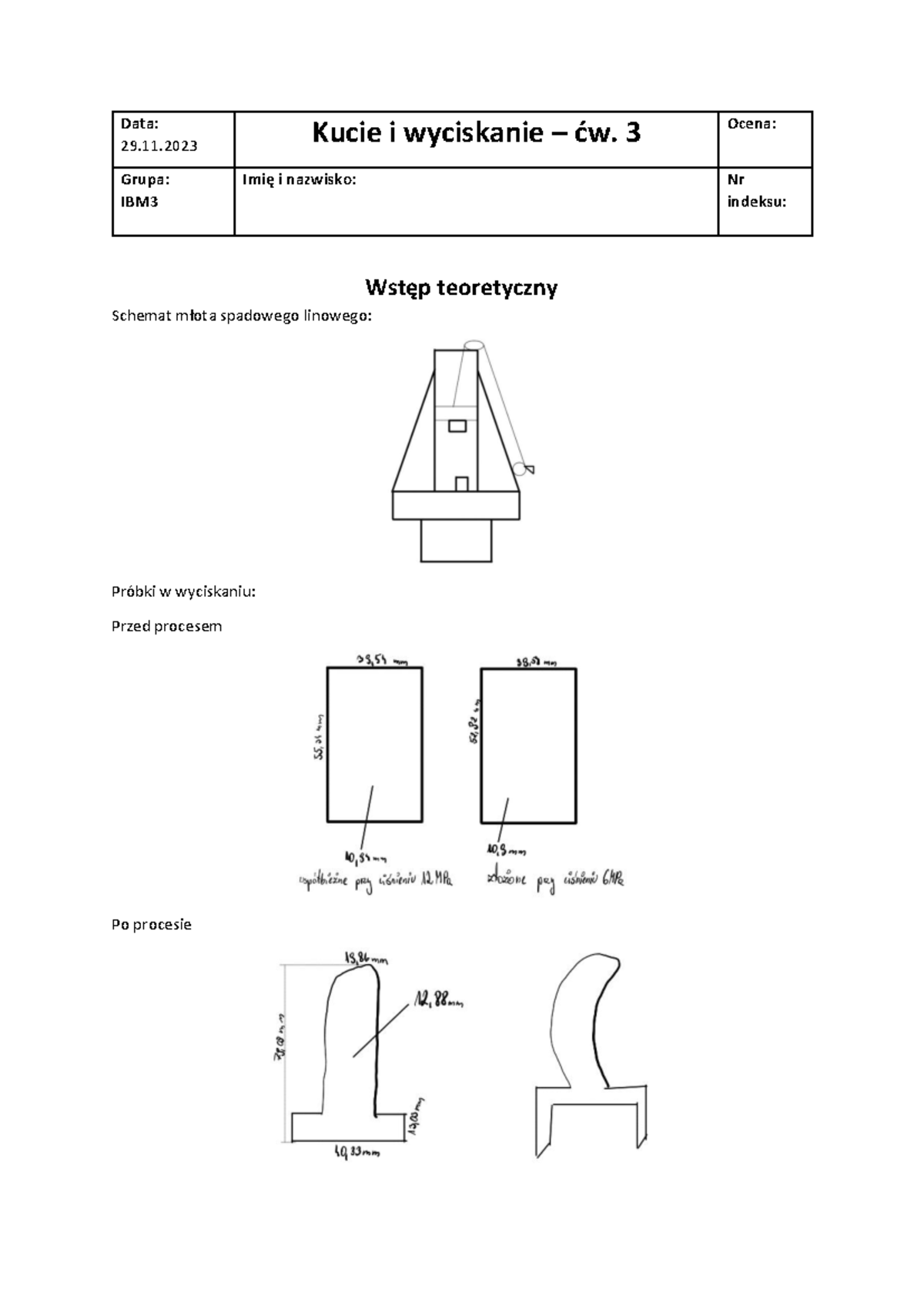 Plastyczna ćw. 3 - sprawk - Data: 29. Kucie i wyciskanie – ćw. 3 Ocena ...