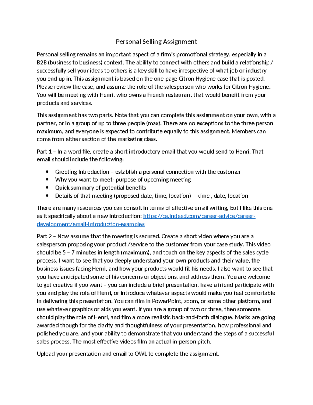 Personal Selling Assignment 2024 - Personal Selling Assignment Personal ...