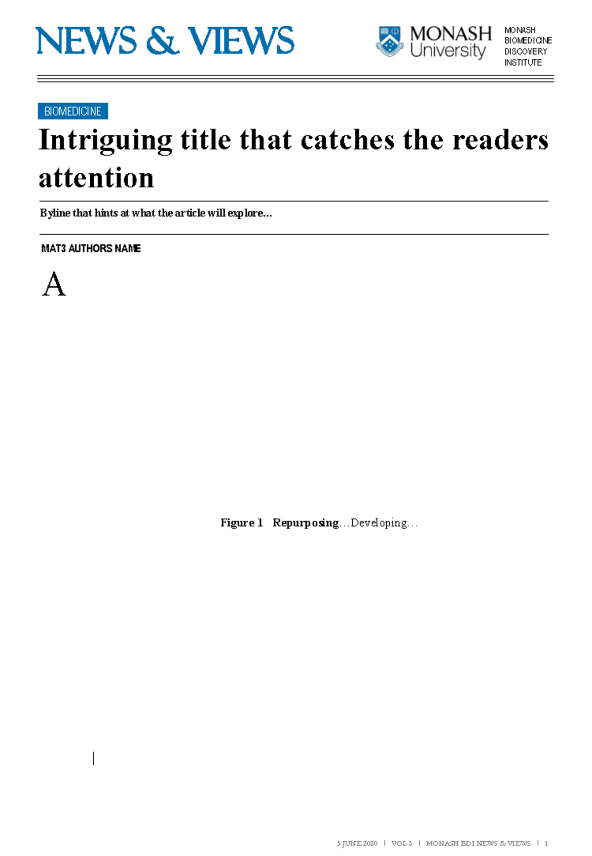 News and Views article Template - BCH3021 - MAT 3 AUTHORS NAME ...