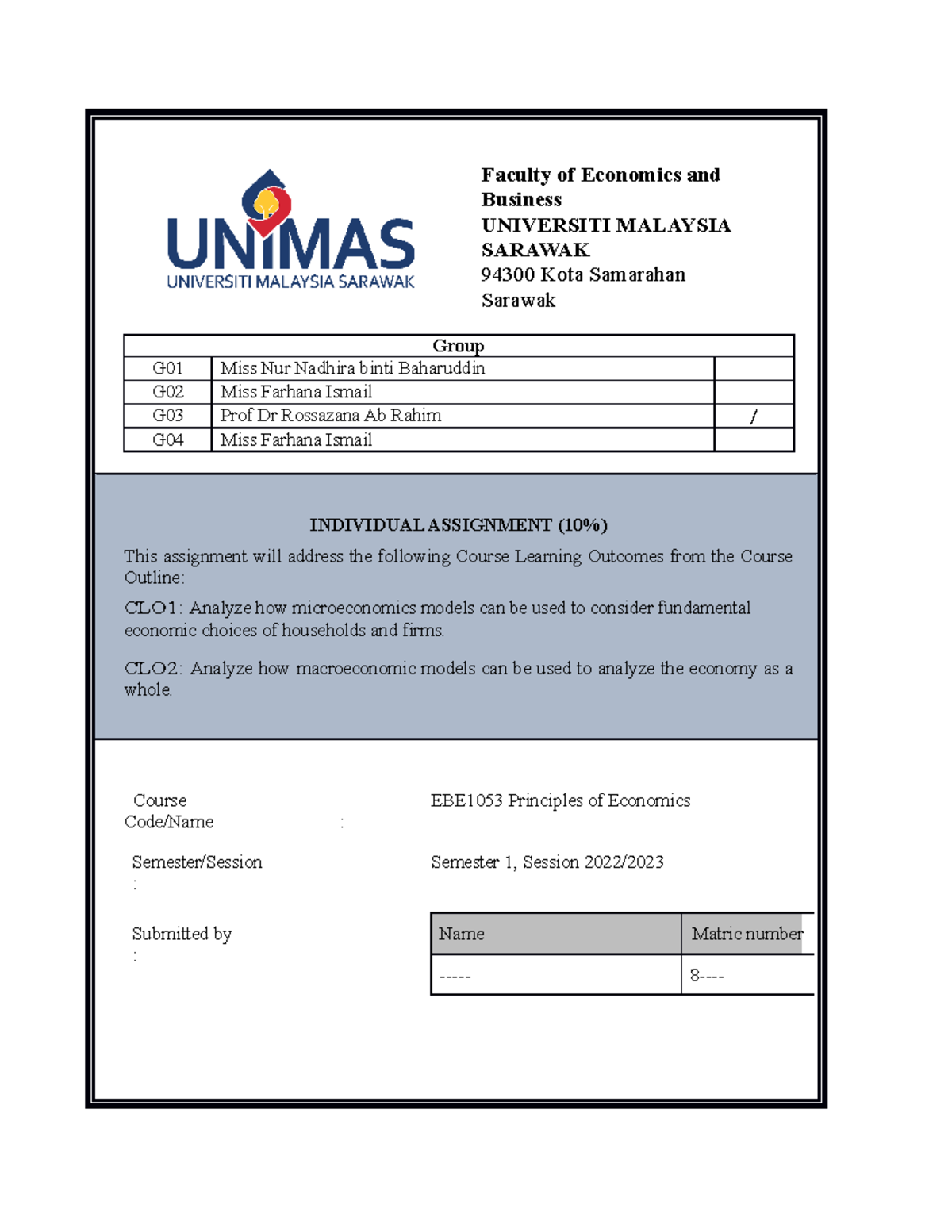 Economics.individual assignment - Faculty of Economics and Business ...