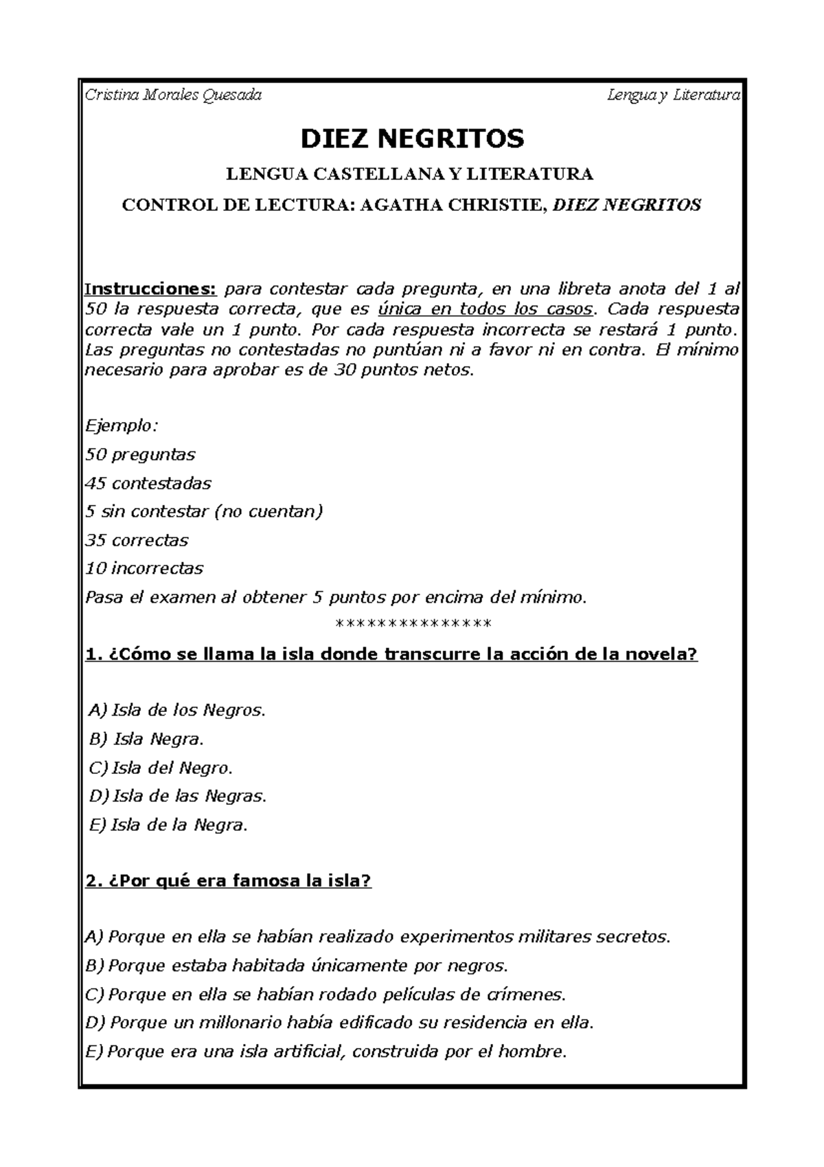 341953052 Preguntas Del Libro Los Diez Negritos - DIEZ NEGRITOS LENGUA ...