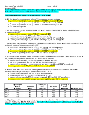 Principles of Macro Fall 2022 Assignment 7 (CPI) - Principles of Macro ...