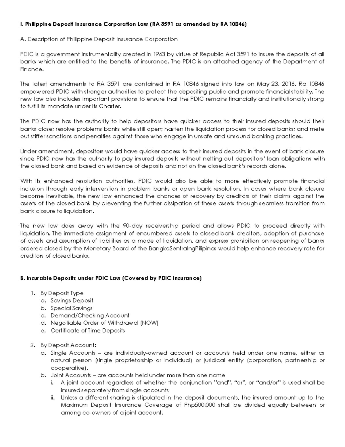 Document - pdic law - Accountancy - PUP - Studocu