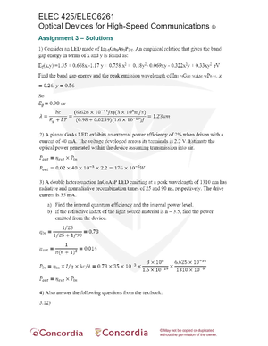 Assignment 4 Solutions - ELEC425/ELEC Optical Devices for High-Speed ...