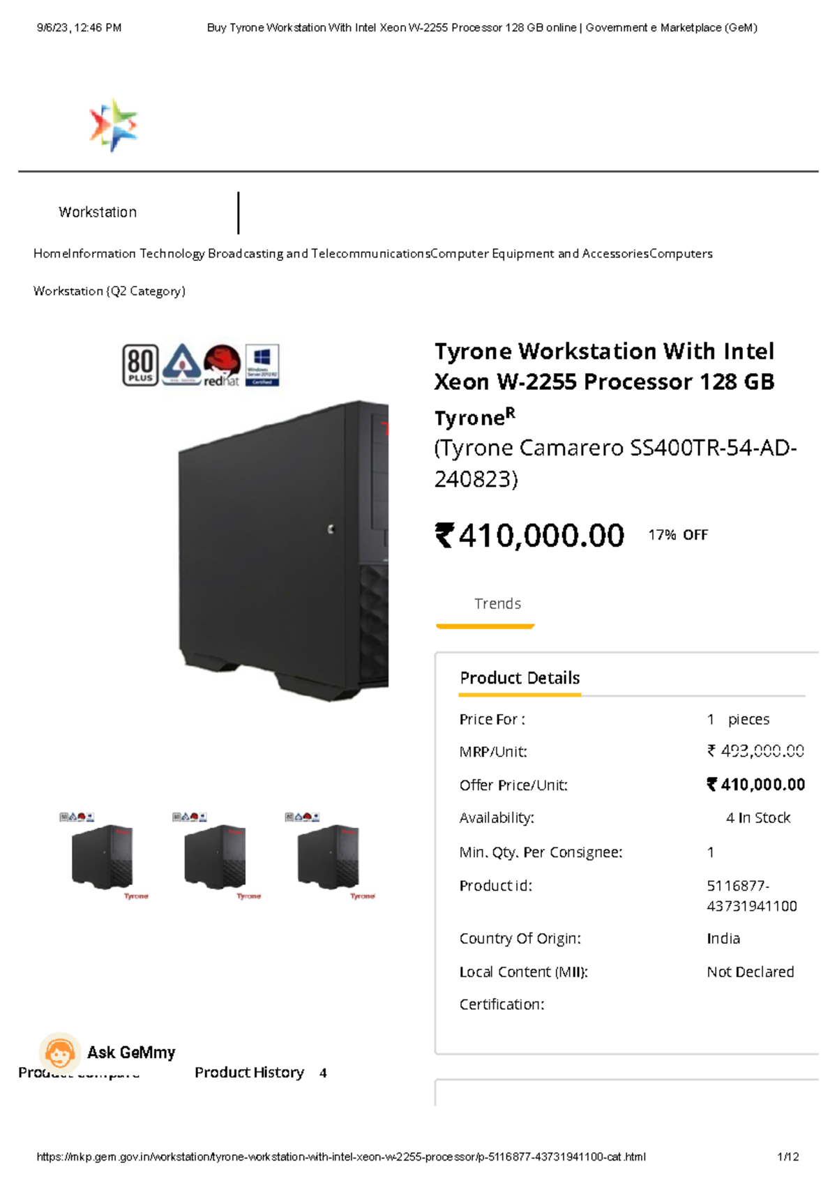 Buy Tyrone Workstation With Intel Xeon W-2255 Processor 128 GB online ...