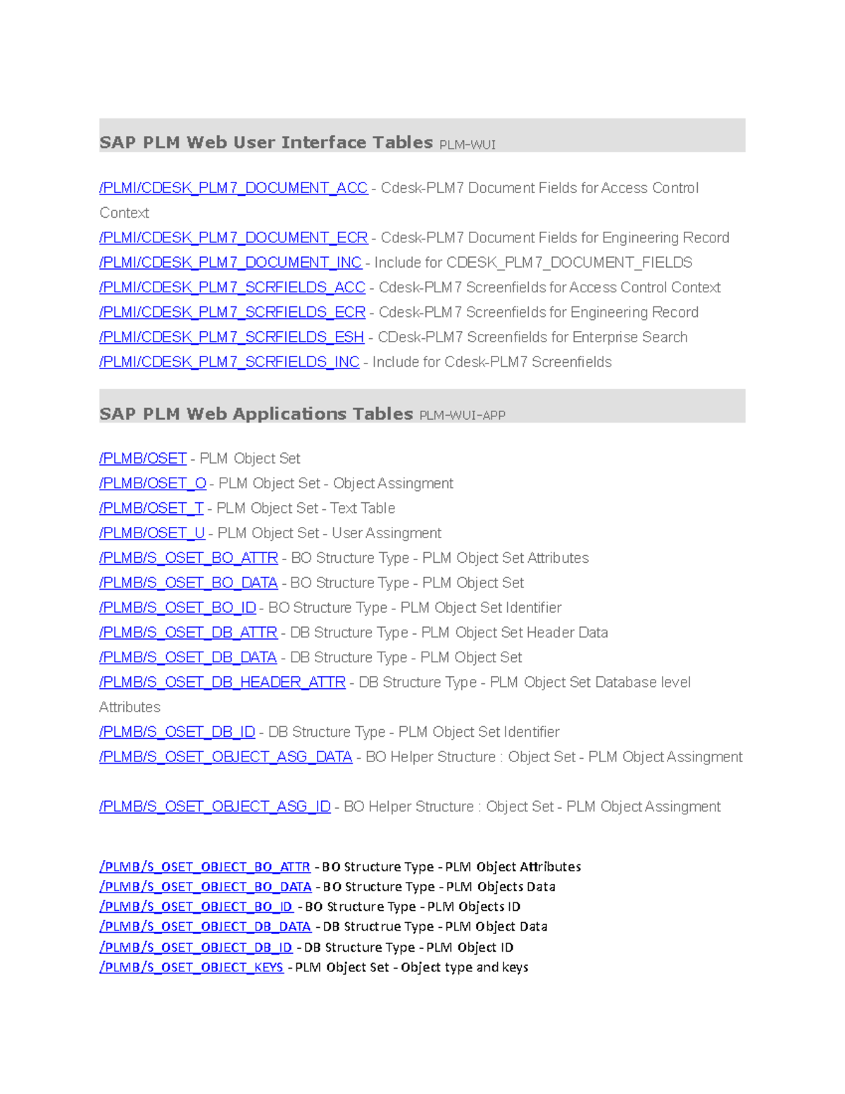 SAP PLM WUI Tables - SAP PLM Table - SAP PLM Web User Interface Tables ...