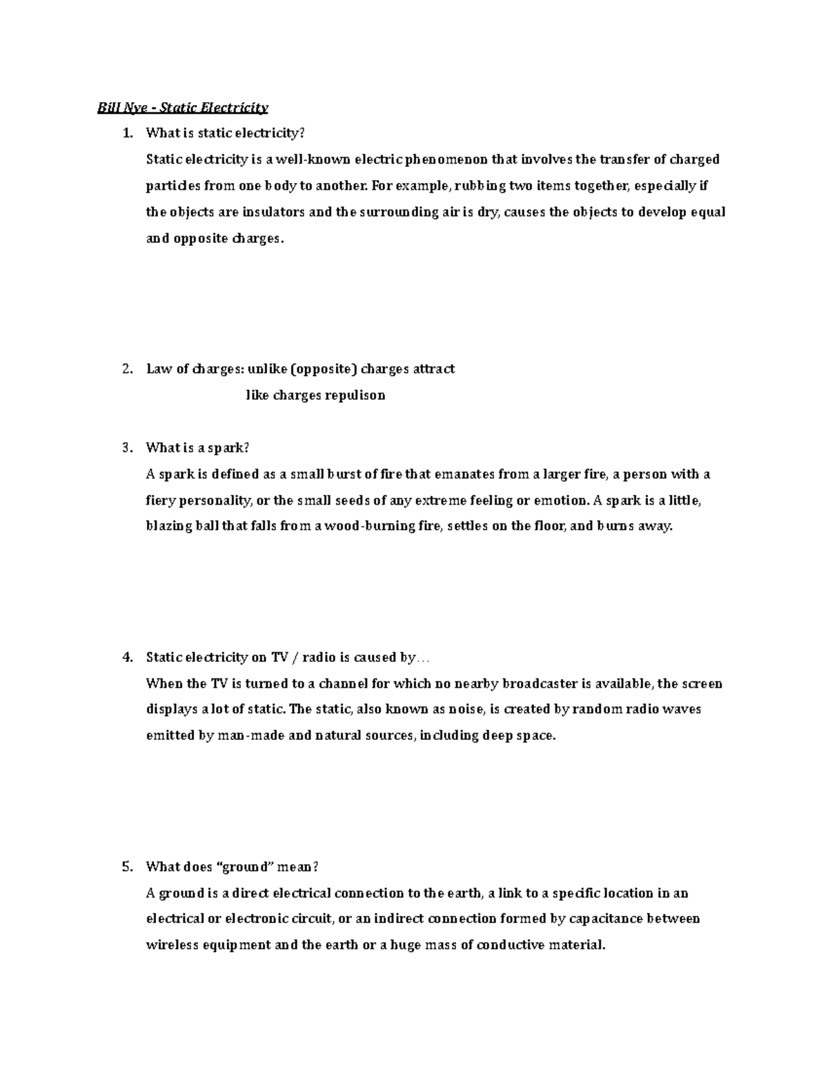Static Electricity Bill Nye Static Electricity 1 What Is Static Electricity Static