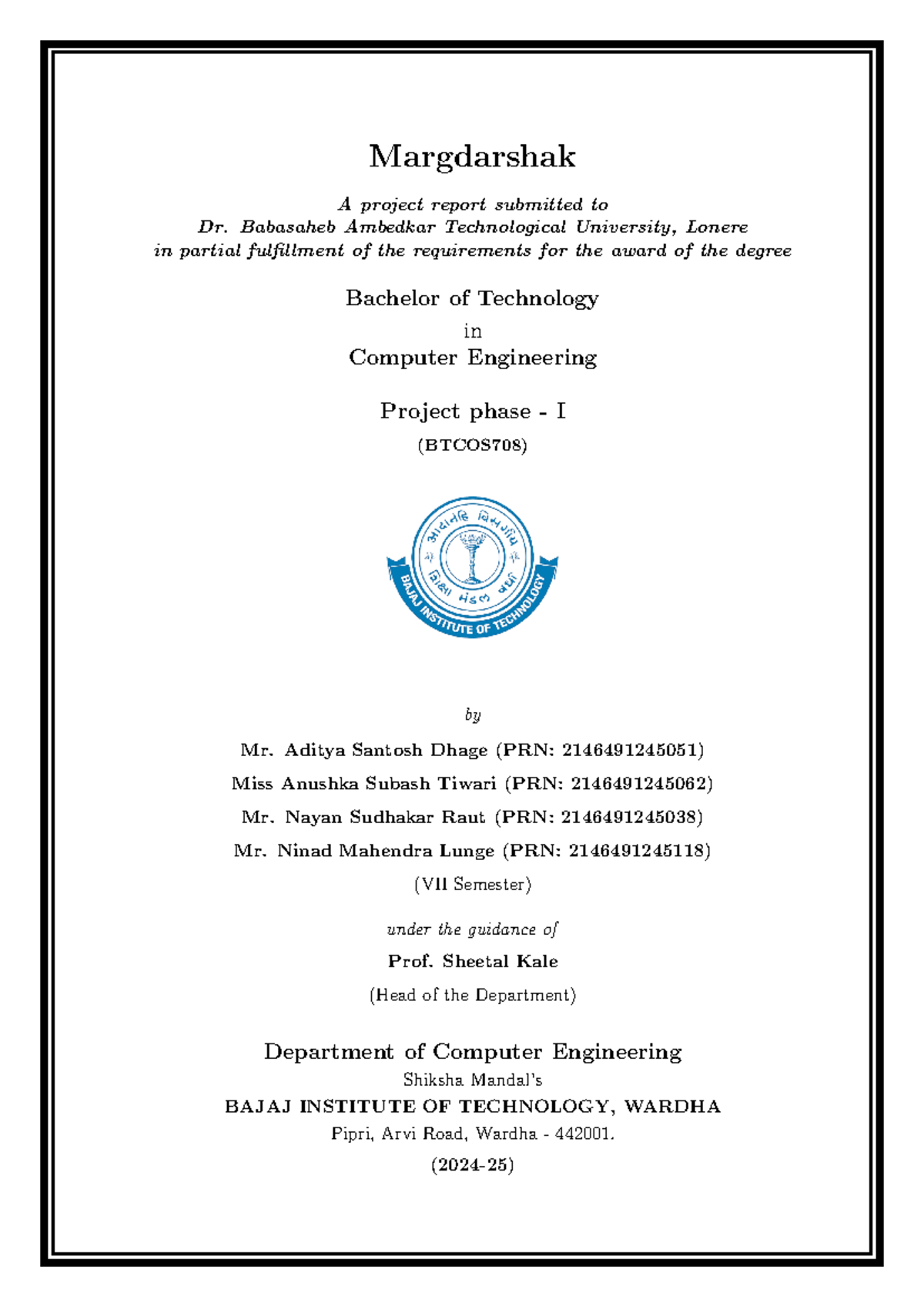 Margdarshak Project Phase I Report - Margdarshak A project report ...