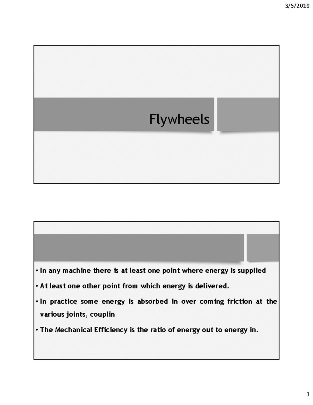 Microsoft Power Point - Flywheels - Flywheels In any machine there is ...