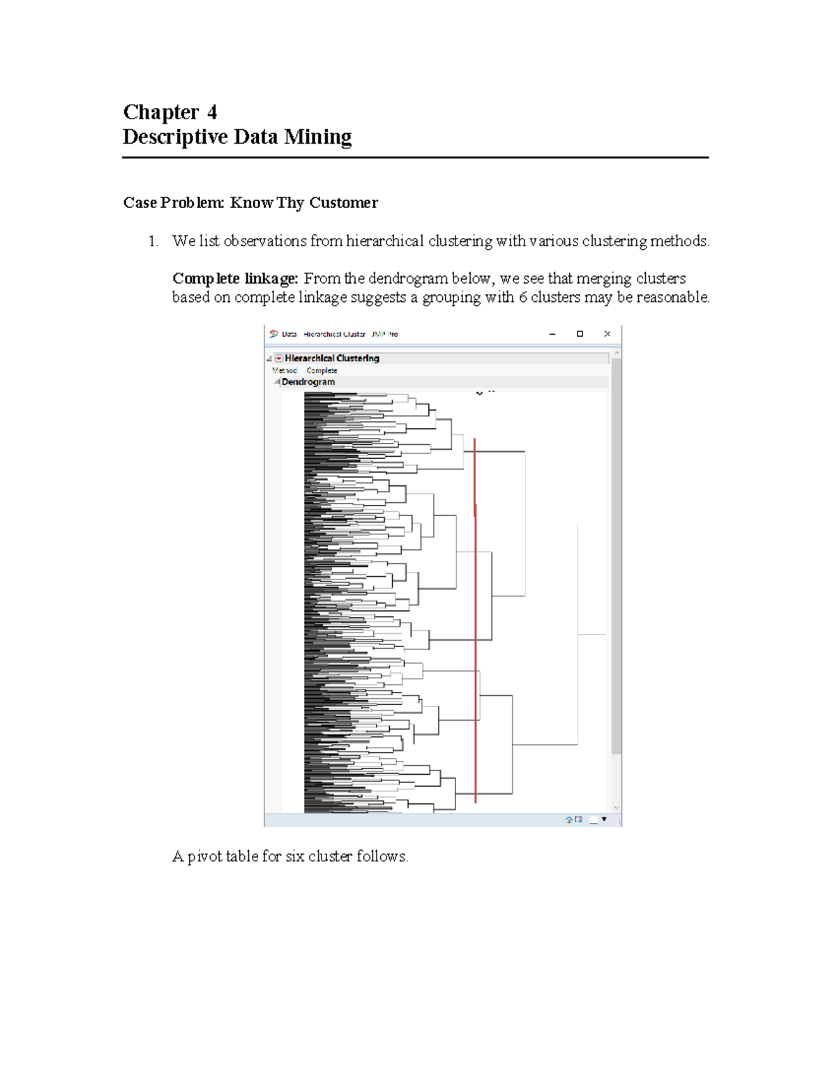 04 EBA3e Case Soln Chapter 4 JMP Final - Chapter 4 Descriptive Data Mining Case Problem: Know ...