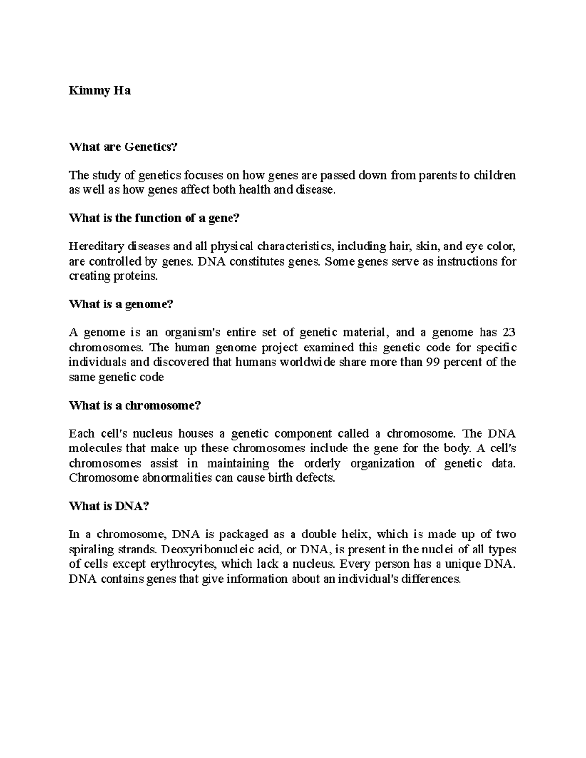 Genetics - Student Handout kimmy - Kimmy Ha What are Genetics? The ...